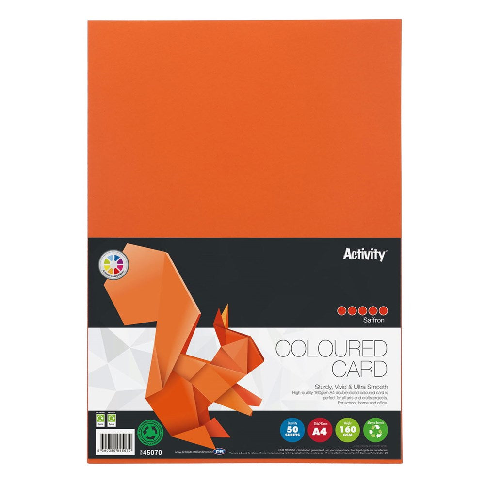 Premier A4 Orange Card 160Gsm (Pack Of 50 Sheets) – ABC School Supplies